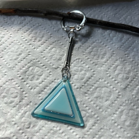 Hand Crafted | Accessories | Blue Sparkle Triangle Keychain | Poshmark